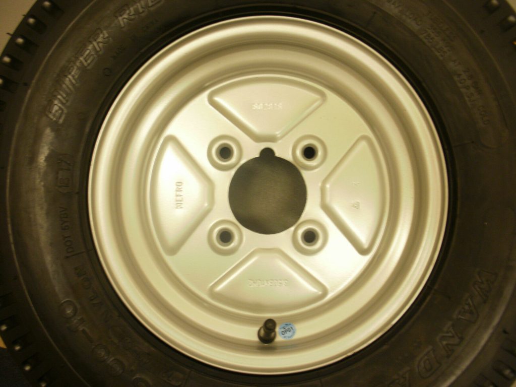 10 inch Trailer wheel and 500/10 4Ply crossply Tyre 4 inch PCD fits ...