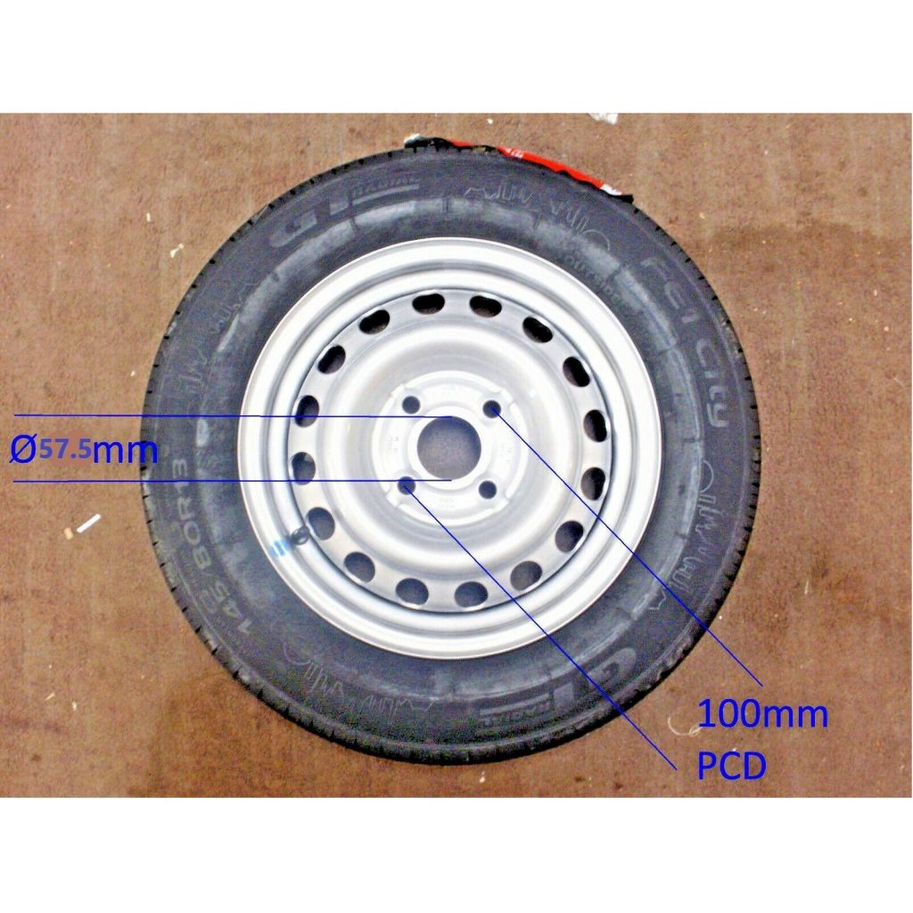 Trailer Wheel & Radial Tyre 100mm PCD 145/80 13inch » The Towing Warehouse
